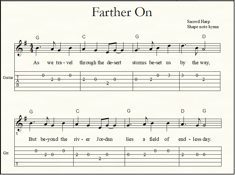 Farther On, a Beautiful Shape-Note Hymn: Free Hymn Sheet Music