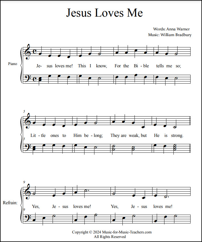 Gospel Song Jesus Loves Me: Beginner & Easy Piano, Plus Lead Sheets!
