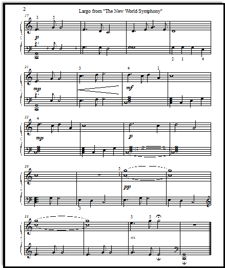 Largo from "The New World Symphony" - FREE Printable Sheet Music for Piano